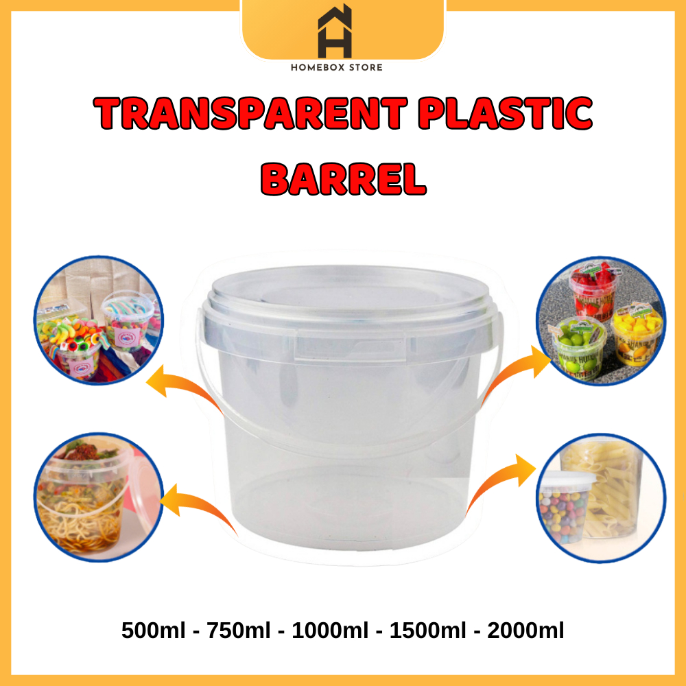 1L Container Bucket Transparent DIY, Clear Plastic Bucket With Seal ...