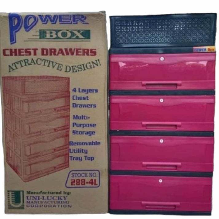 DRAWER UNI-LUCKY POWER BOX 4 Layer Chest Drawer With Free Top Tray #288 ...