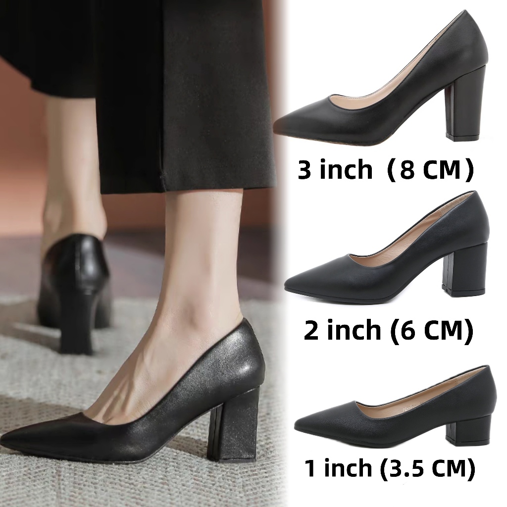 「KAEVE」1/2/3 inch block close black heels for women school work heels ...