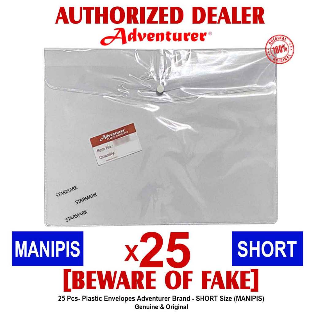 Plastic Envelope Envelopes SHORT Size Adventurer Brand MANIPIS G4 Clear ...