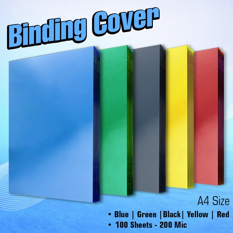 100/PACK BINDING COVER A4 SIZE 200MICRON COLORED TRANSPARENT | Shopee ...