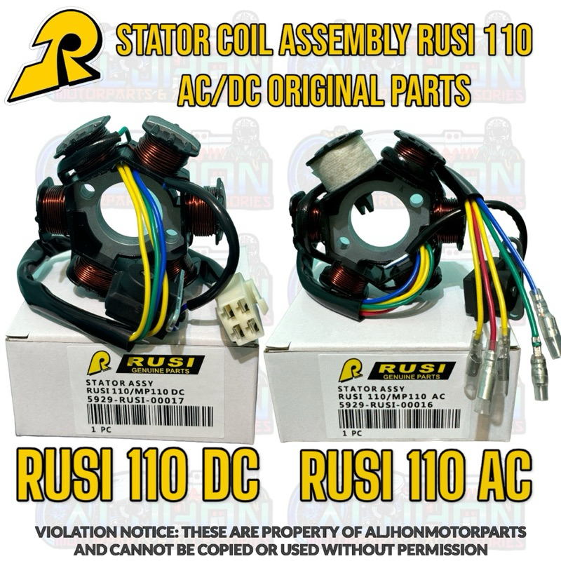 STATOR COIL ASSEMBLY RUSI 110 AC / DC RUSI ORIGINAL PARTS | Shopee ...