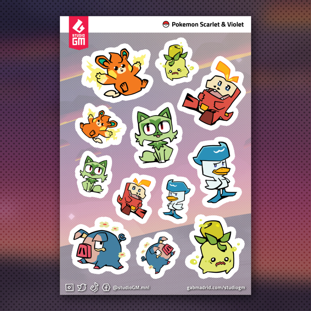 Pokemon Scarlet Violet Starters Sticker Sheet Sprigatito Fuecoco Quaxly ...