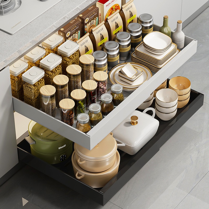XMXN Pull Out Rack Organizer for Kitchen Cabinet Sliding Basket Basket ...