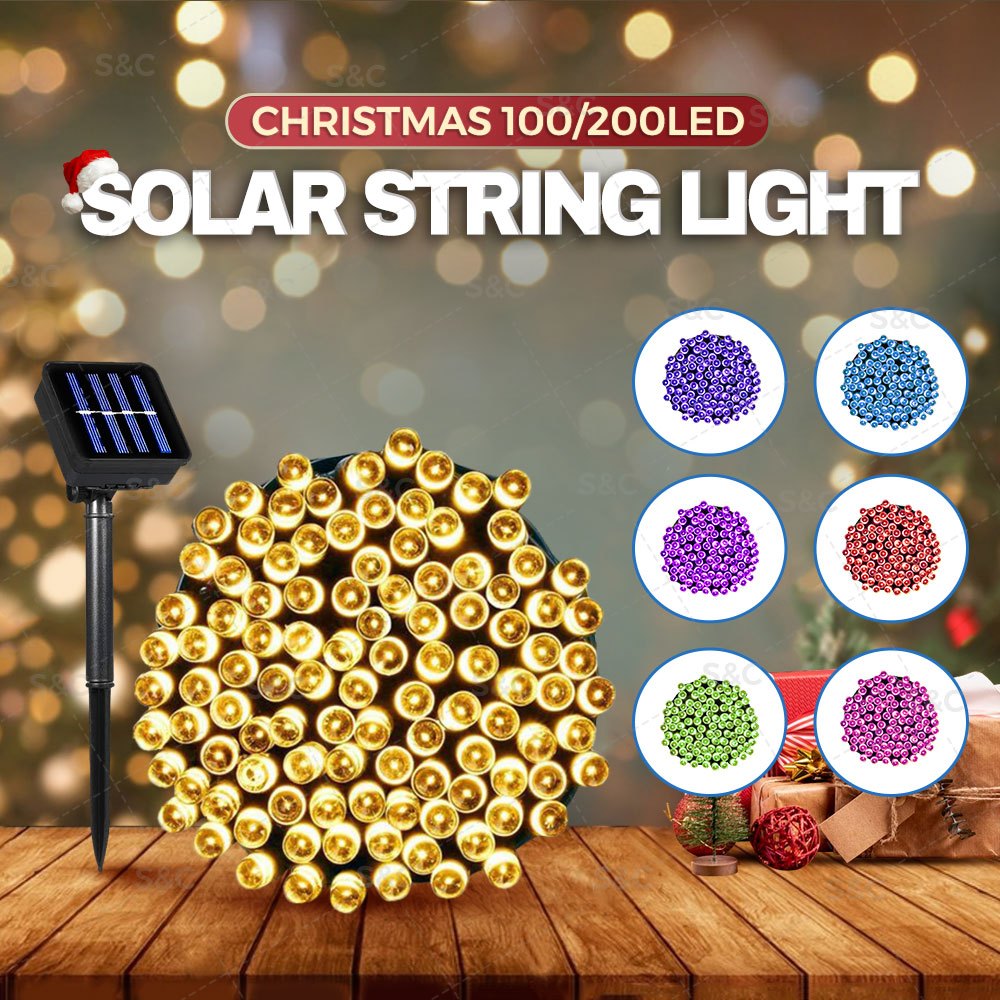 S&C 50/100/200LED 8 Lighting Modes Solar String Light Outdoor Solar ...