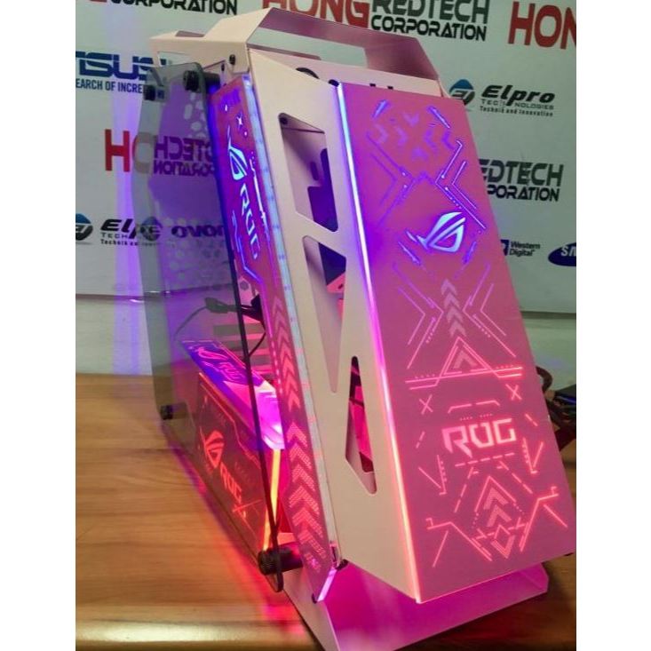 Cyborg Rog Gaming Case w/ Light Panel Pink with 6pcs rgb fan Bnew ...