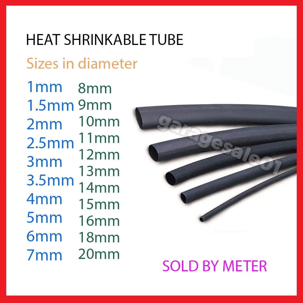 GS10 1METER Heat Shrink Tube, Durable Heat Shrinkable Tubing for wire, 1MM to 10MM | Shopee ...