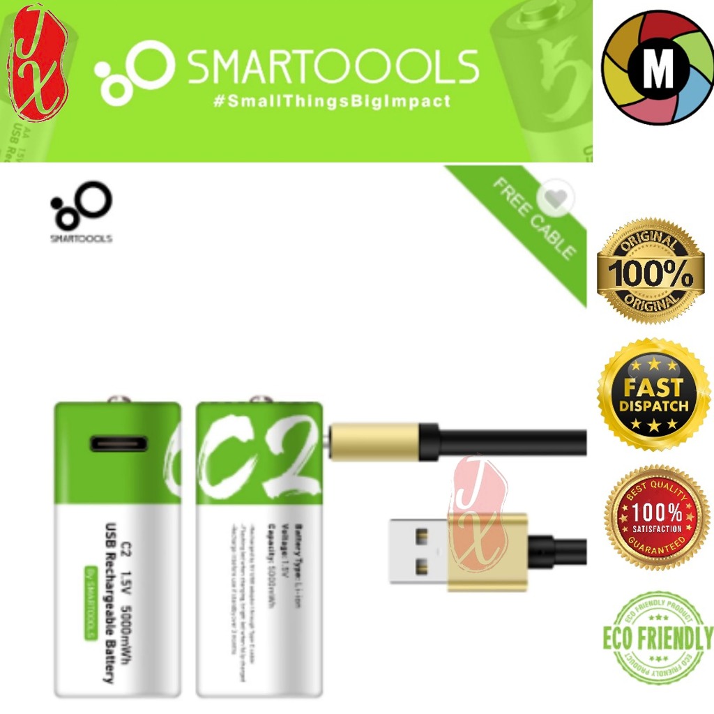 SMARTOOOLS Type C size USB Type C Li-ion Rechargeable Battery 5000mWh ...