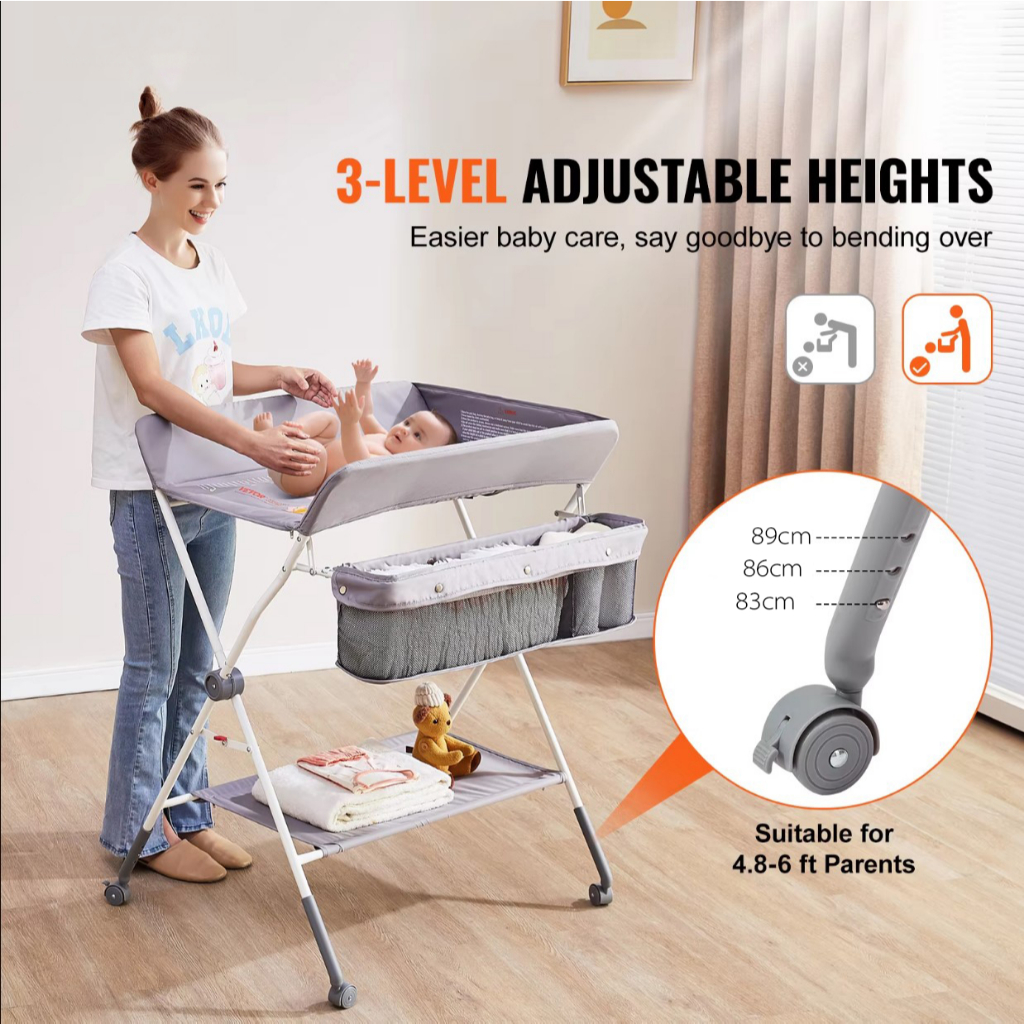 Baby Changing Table with Wheels, Portable Diaper Changing Station with ...
