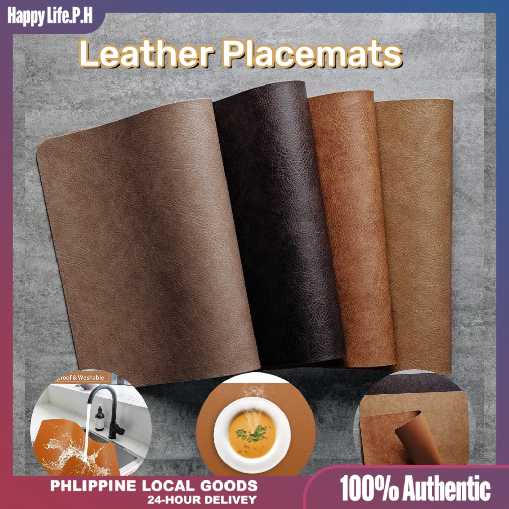 Leather Placemats Nordic Retro Texture Placemat Heat Insulation Table ...