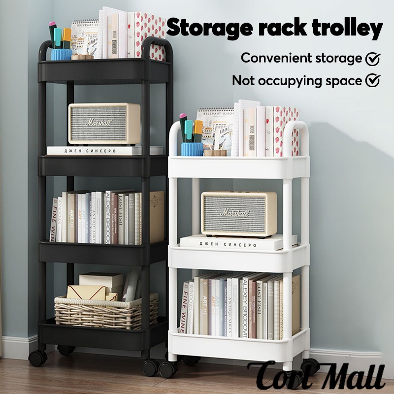 Trolley Cart Organizer 3/4Tier Moving Rack Kitchen Storage Trolley Rack ...