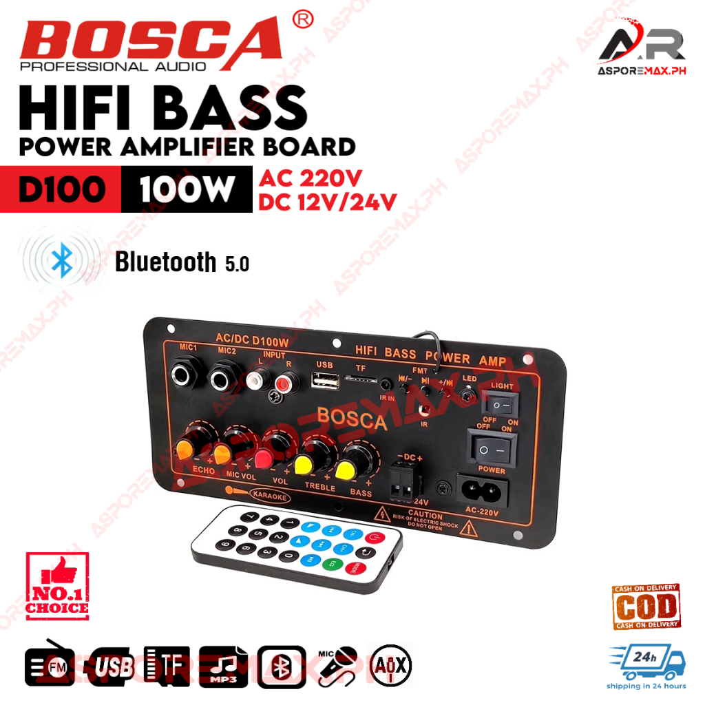 Bosca D100 HIFI Bass Power Amplifier Board AC220V DC12V/24V Car ...