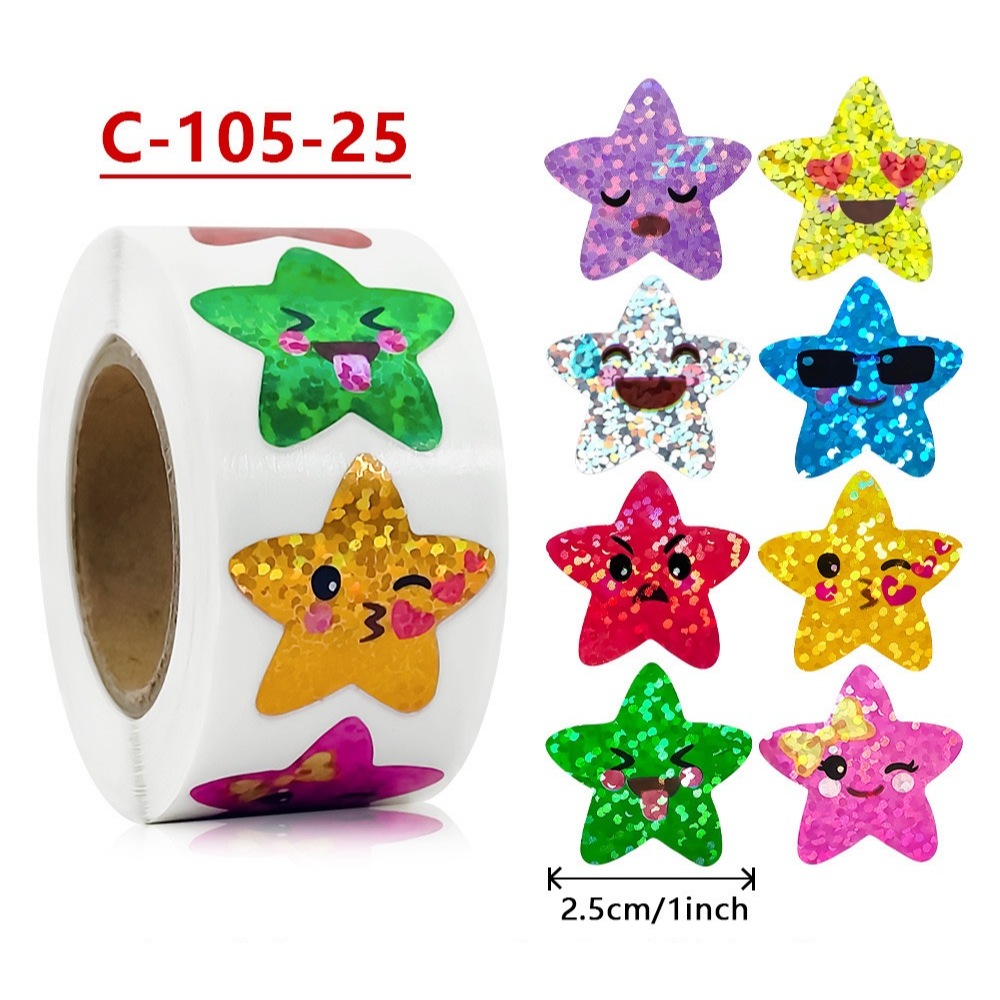 500pcs 1inch Glitter Star Stickers Reward cute Sticker Kids School ...