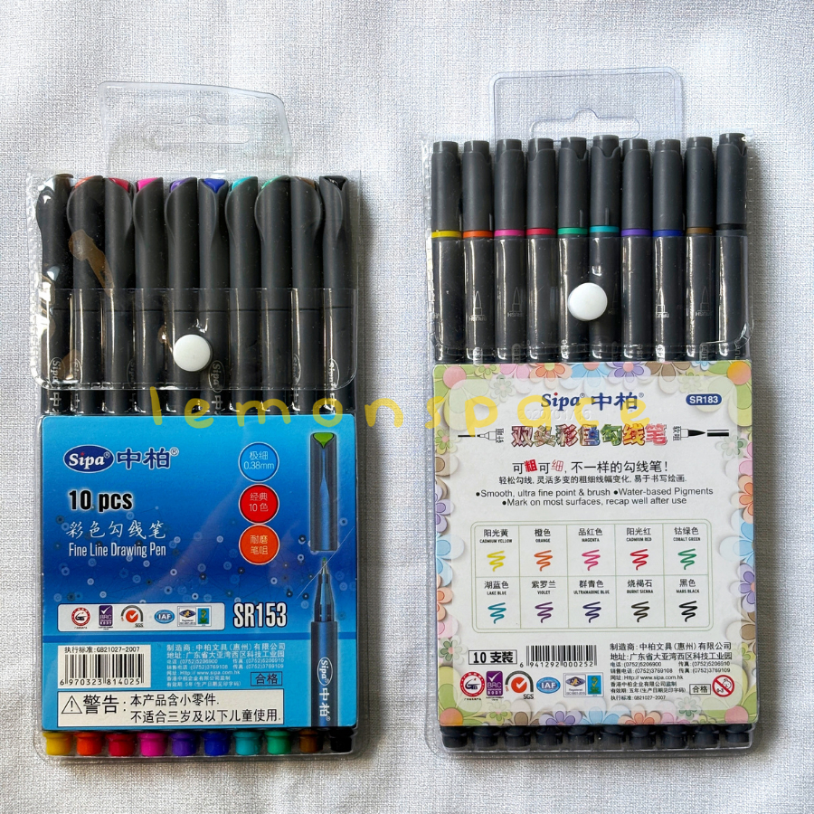 Sipa Water-based Fine liner and Brush Colored Pens in Single and Dual ...