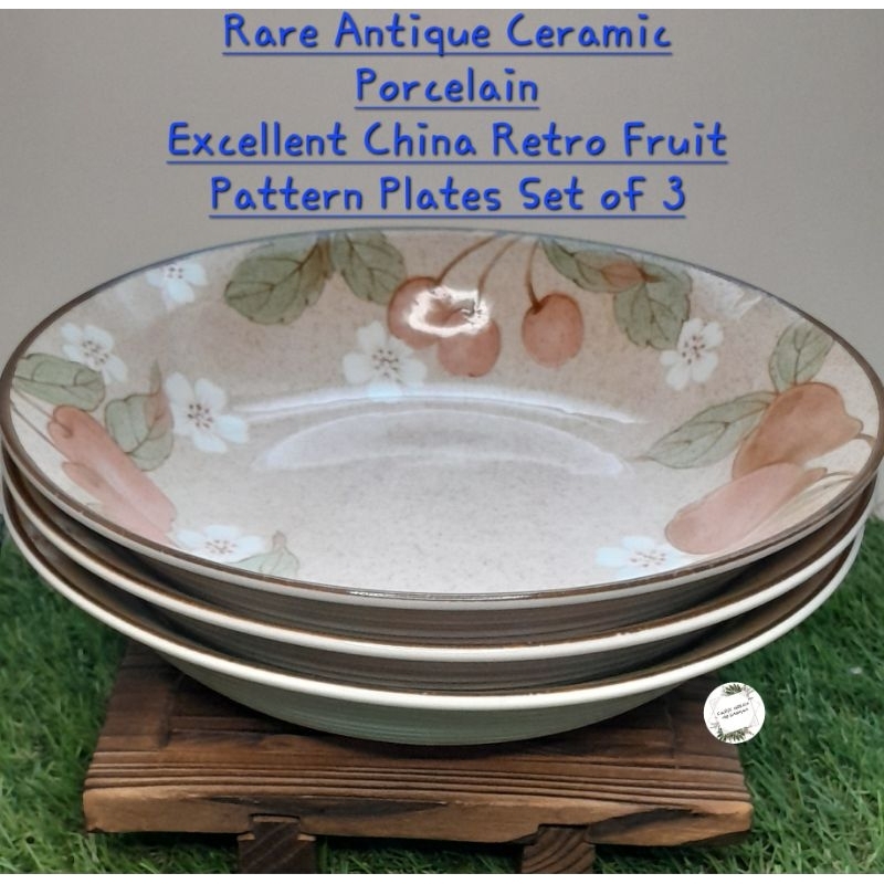 Excellent China Retro Fruit Pattern Plates Set of 3 ...