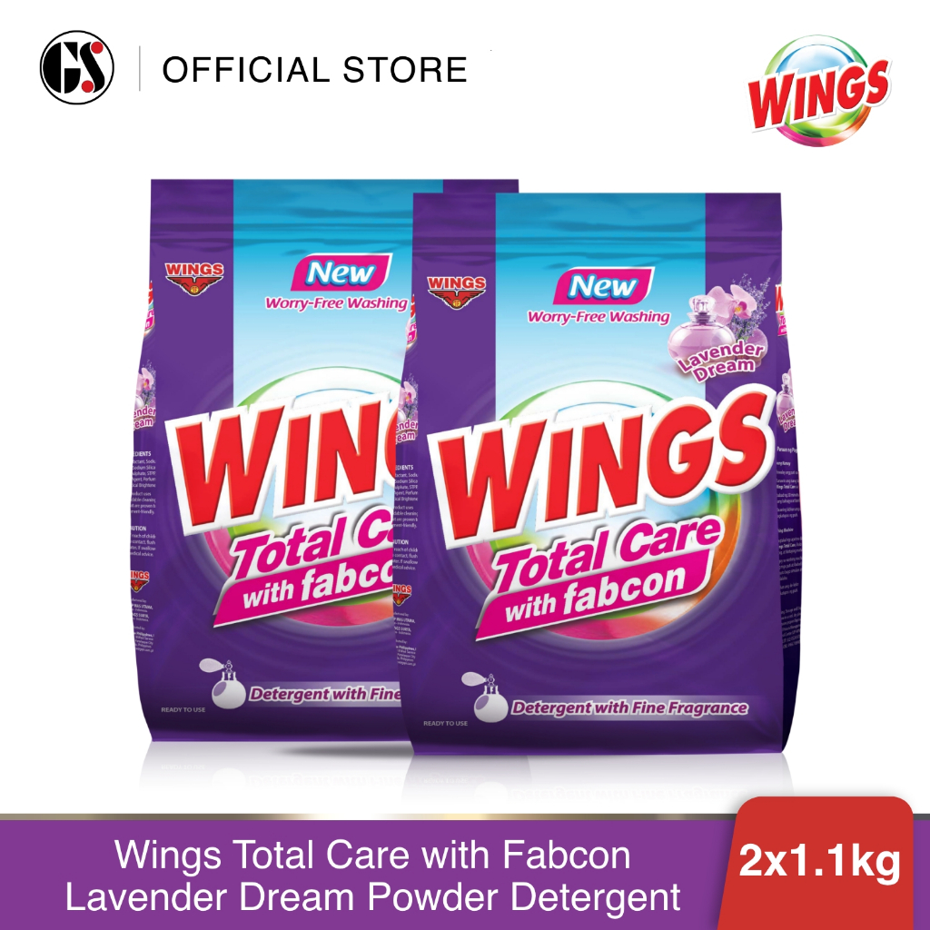Wings Total Care with Fabcon Lavender Dream Powder Detergent 1.1kg Set ...