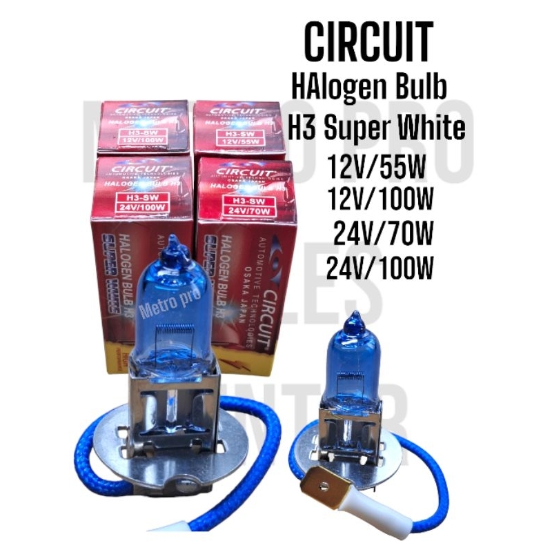 Circuit Halogen Bulb H3 12V Or 24V (Super White) Osaka Japan | Shopee ...