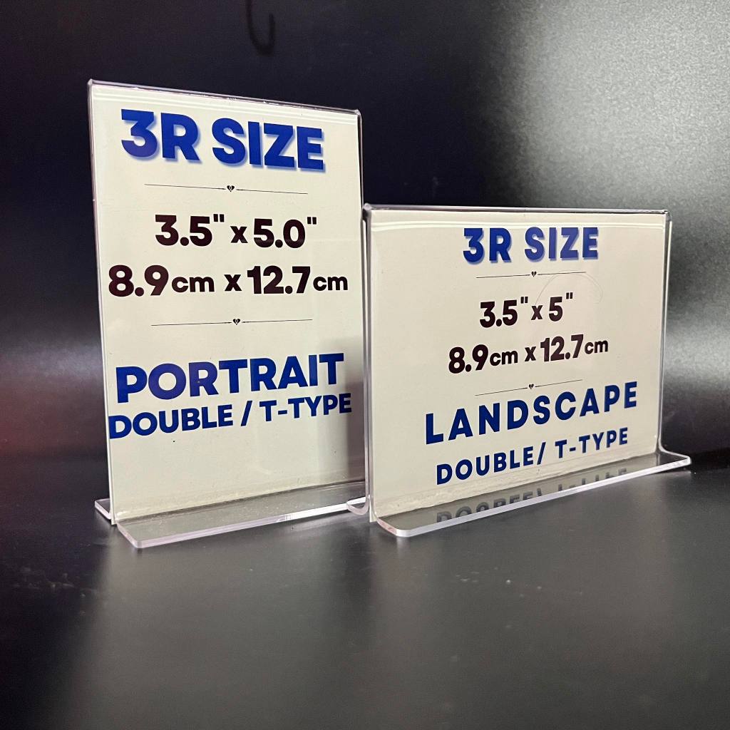 Clear Acrylic Stand Landscape 3R[3.5"x5"] Straight/Double/T Type Sign ...