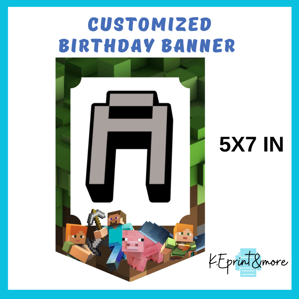MINECRAFT THEME CUSTOMIZED BIRTHDAY BANNER NAME (PER LETTER) | Shopee ...