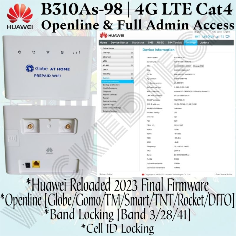 Huawei B310As-938 Huawei Reloaded 2023 Final [Openline/Unlocked ...