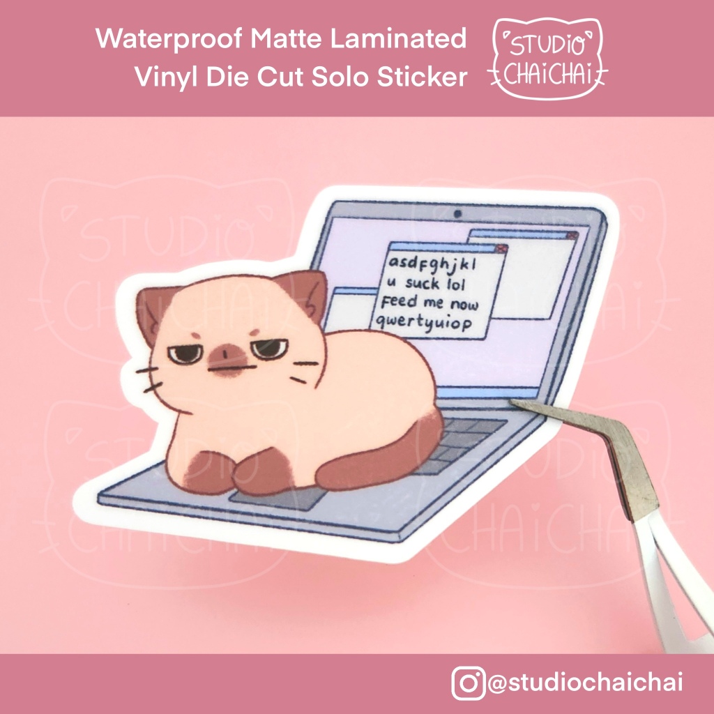 Laptop Cat Mochi | StudioChaichai | Cute Witty Relatable Waterproof ...