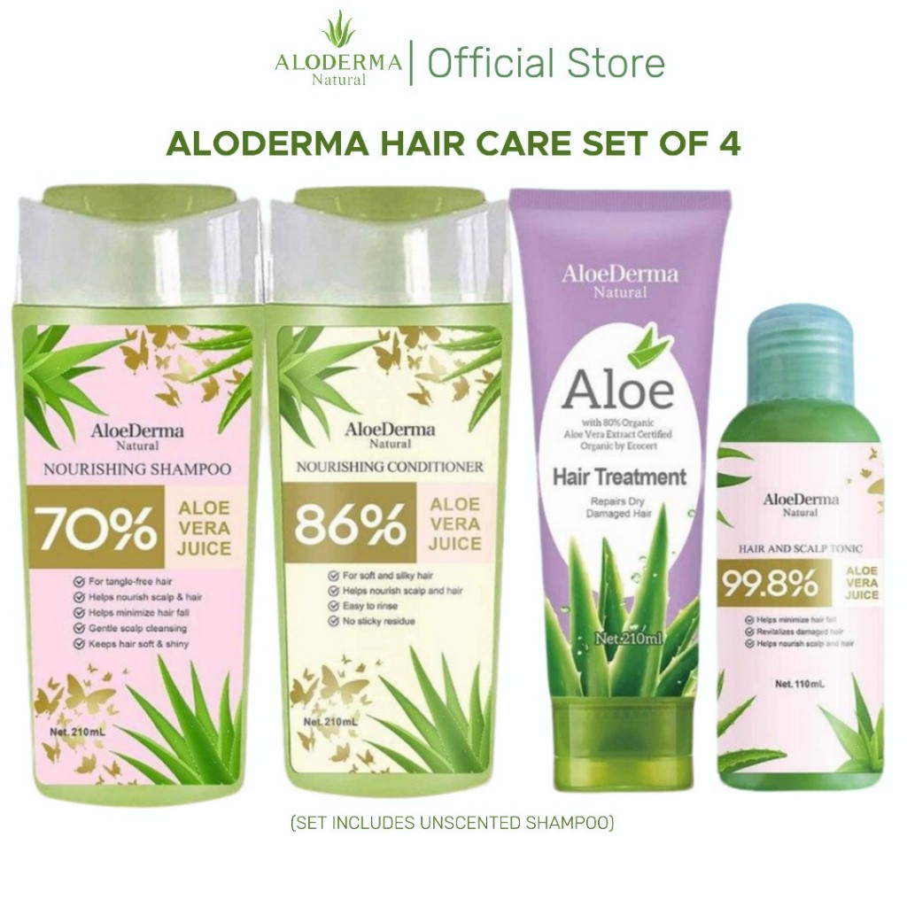 Aloe Derma Hair Care Set of 4 (Shampoo, Conditioner, Hair Treatment ...