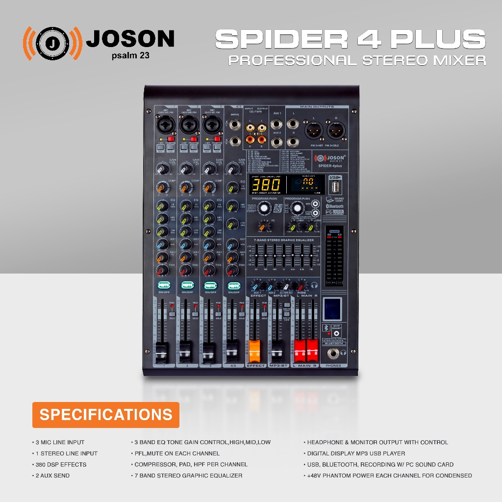 Joson SPIDER 4 PLUS Professional Audio Mixer | Shopee Philippines