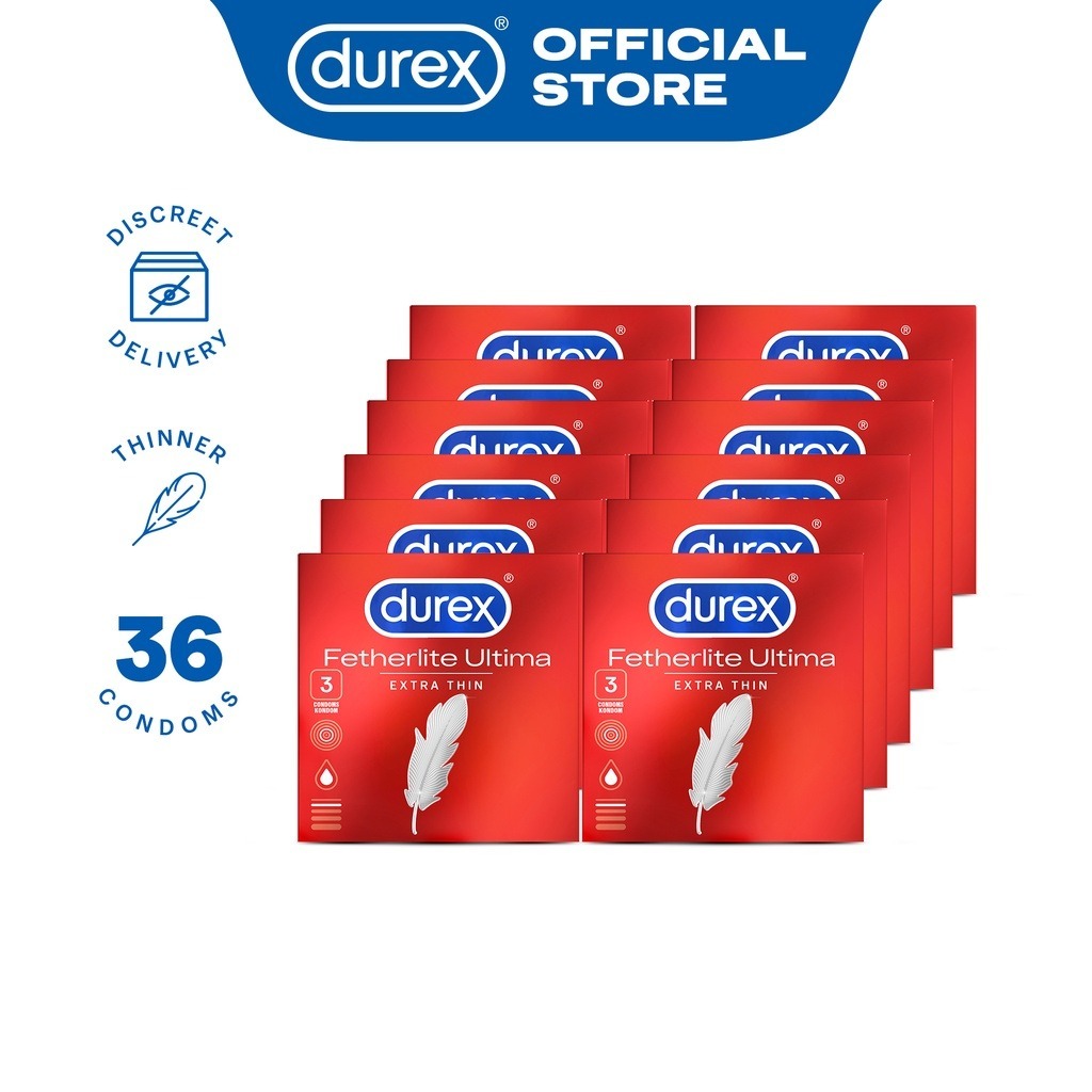 Durex Fetherlite Ultima Extra Thin Lubricated Condoms 3s (Set of 12 ...