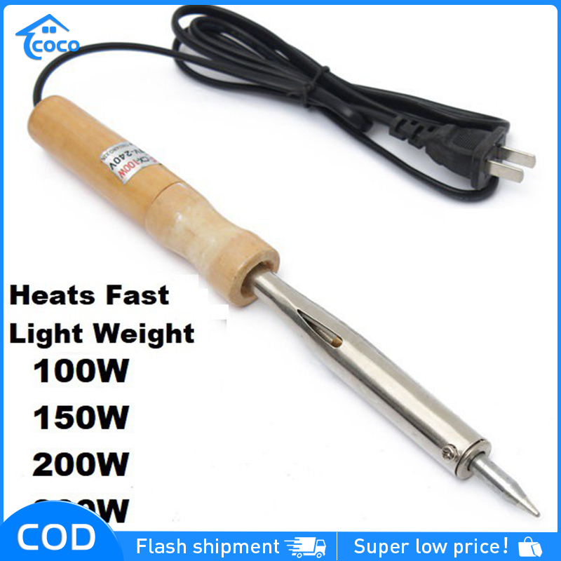 Soldering Iron 100W 150W 200W 300W Wood Handle Solder Iron | Shopee ...
