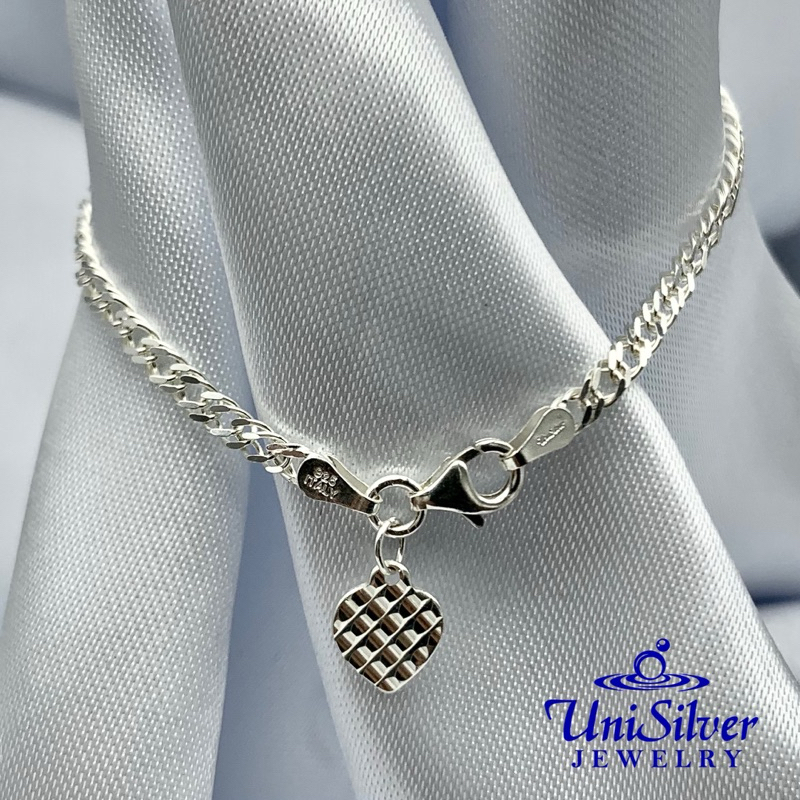 Unisilver 925 Sterling Silver 3MM 7.5" IN Double Link Curb Chain Lasy's ...