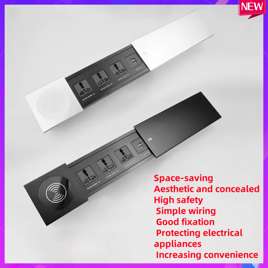Embedded desktop socket side sliding hidden socket with conference ...