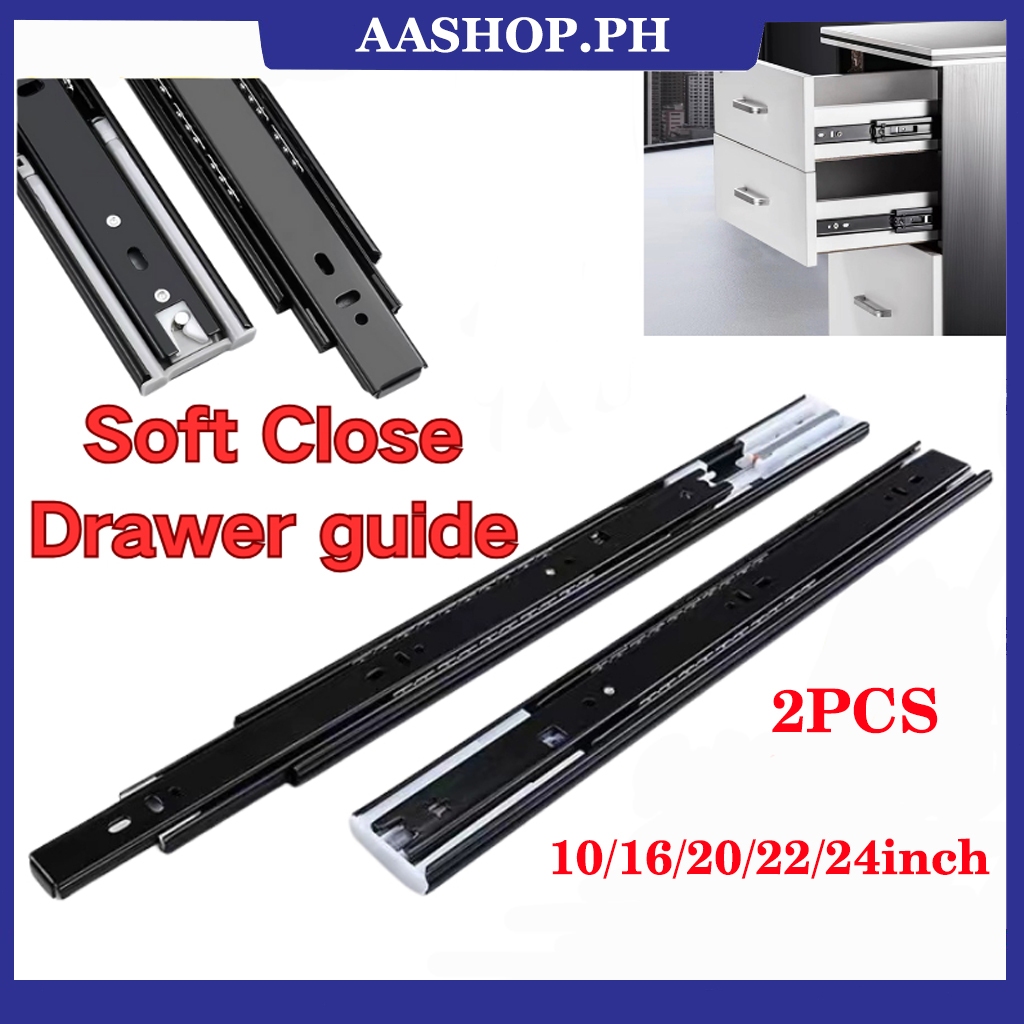 Drawer Slides Guide Ball Bearing Close Drawer Track Rail Sliding Two ...