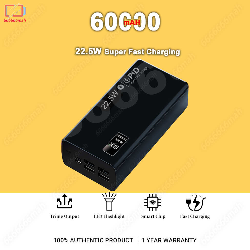 60000mah Power Bank Large Capacity 22.5W Super Fast Charging With ...
