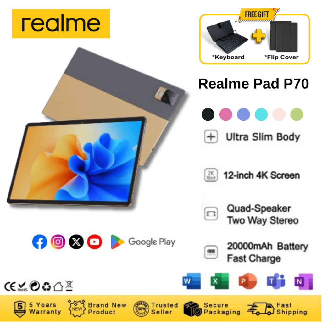 Realme Pad P70 Pro Tablet (16GB RAM + 512GB ROM) Snapdragon865 ...