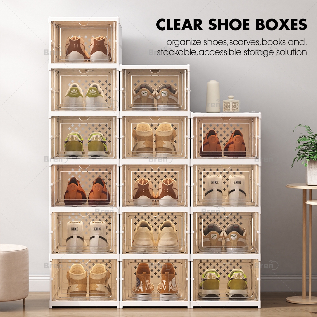 Multi-Layer Foldable Shoe Box Shoe Rack Organizer shoe storage shoe ...