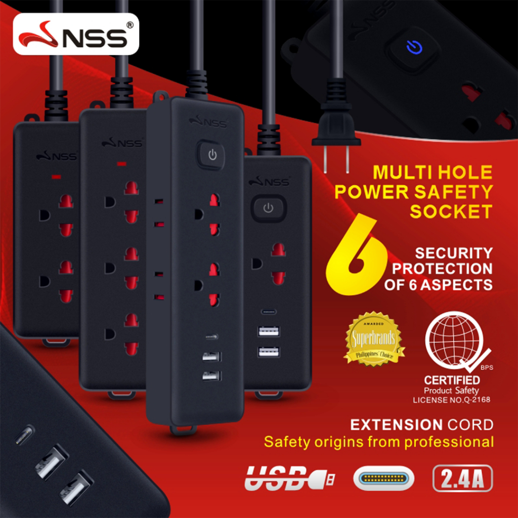 NSSMulti-Function Socket Extension outlet with switch USB cable socket power Extension Sockets ...