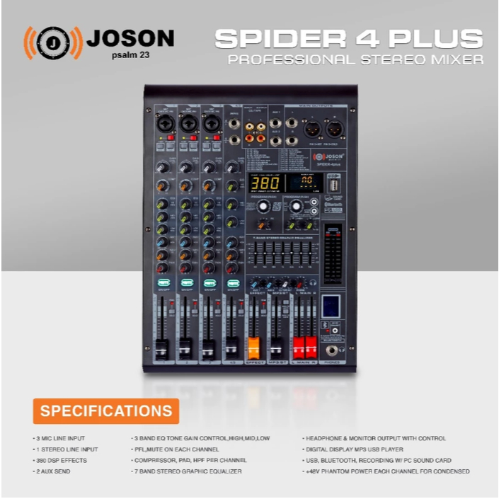 Joson/FT STAR Spider Professional Mixer, 4-Channel Mixing Console and ...