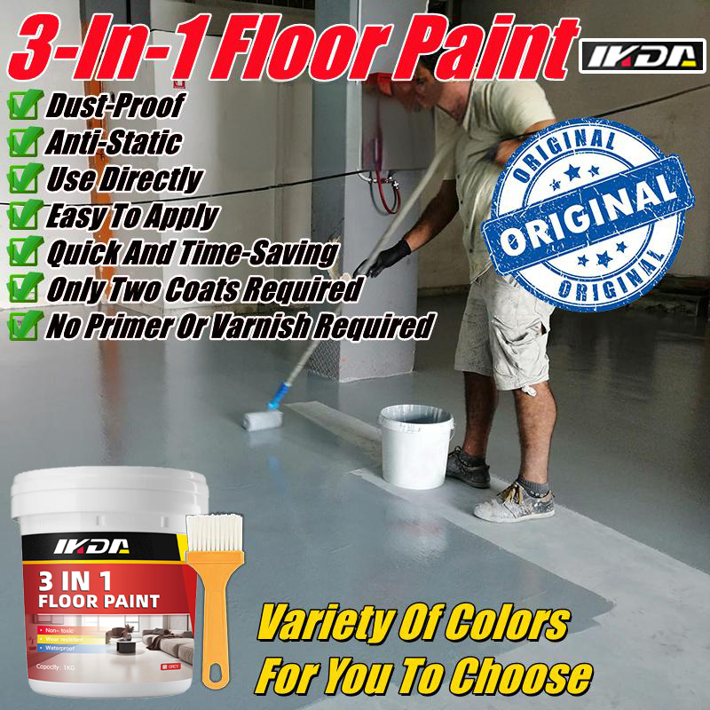 IKDA 3 In 1 Wear-Resistant Water-Based Cement Epoxy Floor Paint For Warehouse,Garage,Factory(1KG ...