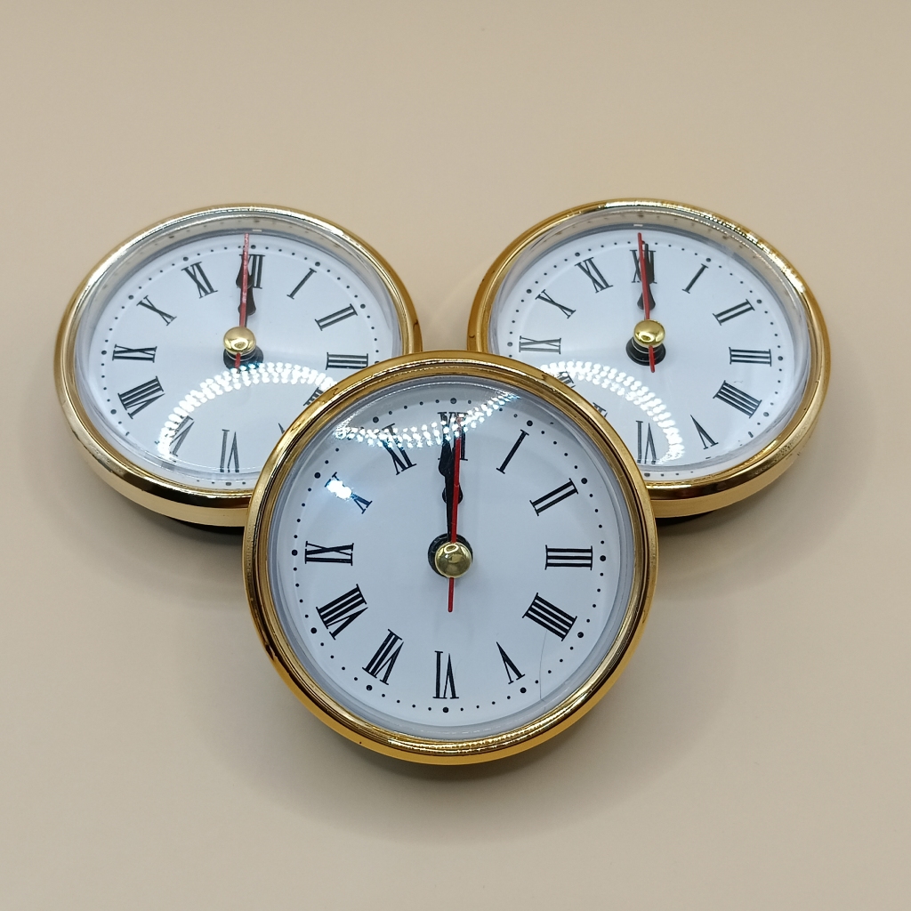 Mini Clock Insert for DIY with Roman Numerals Acrylic Gold Plated (65mm ...