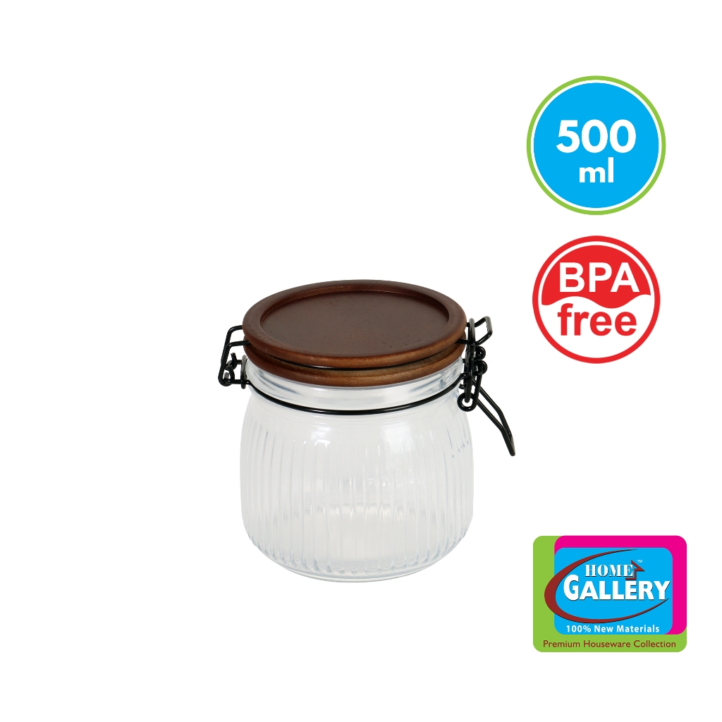 Home Gallery Airtight Glass Canister with Acacia Lid 500ml-900ml Per ...