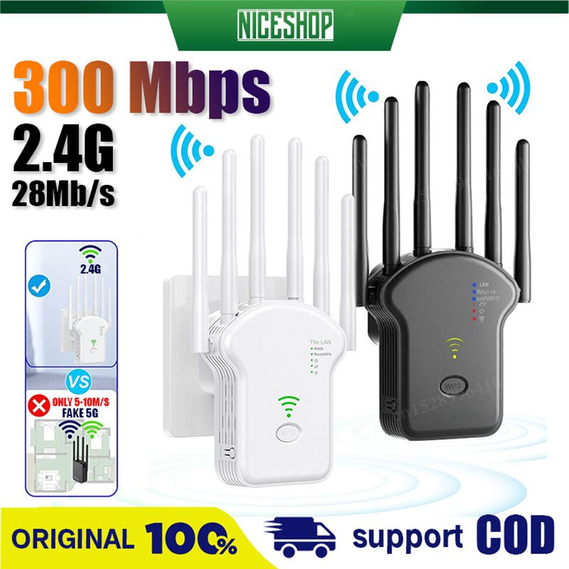 300Mbps 2.4G 6 Antennas WiFi Repeater Wireless Internet Network ...