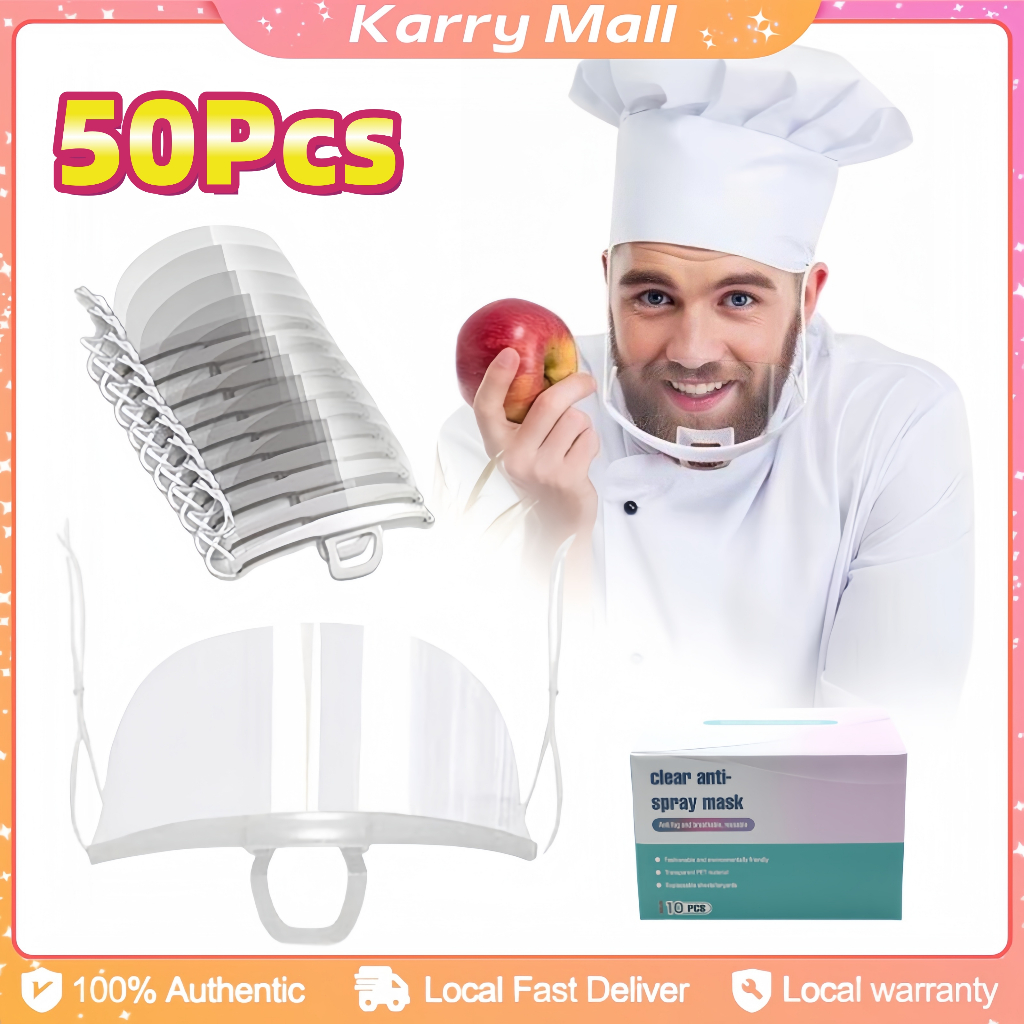 10pcs/bag Kitchen Masks Chef Mask Transparent Face Mask Reusable ...