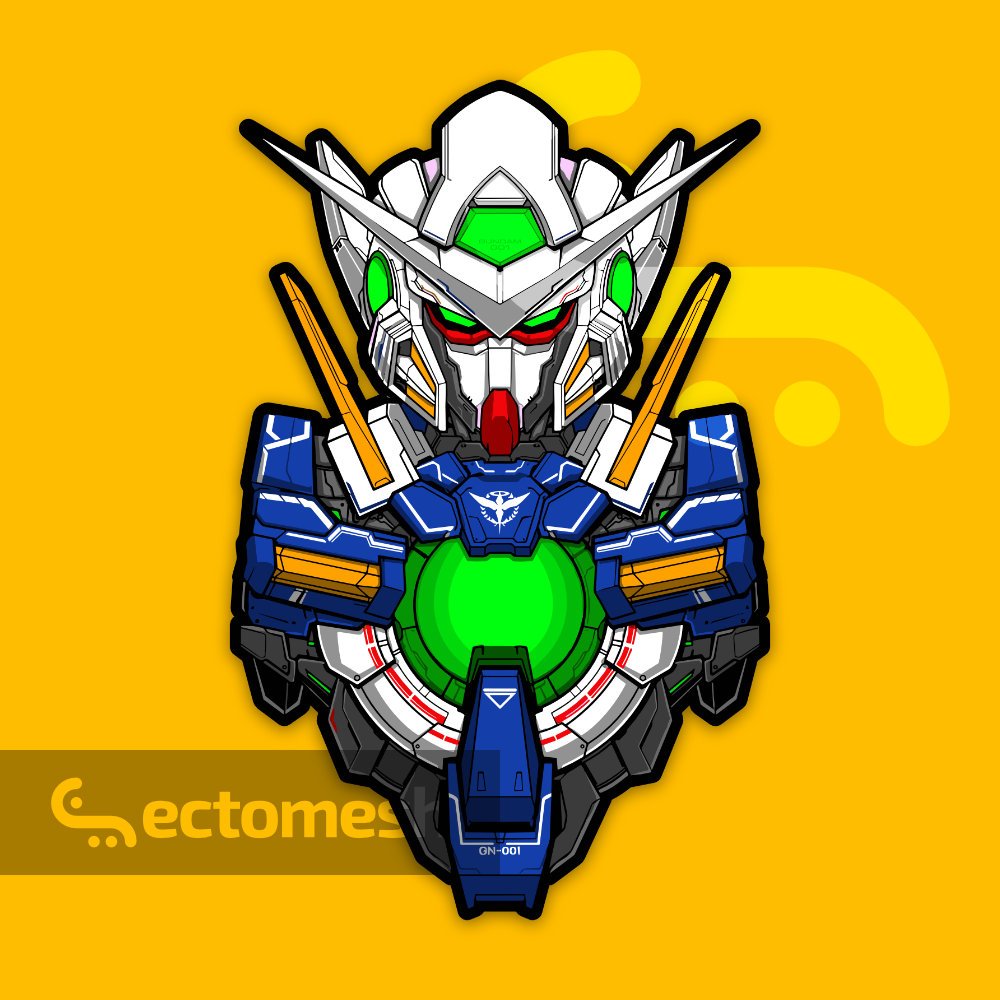 GN-001 Gundam Exia Torso (A) - Vinyl Waterproof Car Sticker by EctoMesh ...
