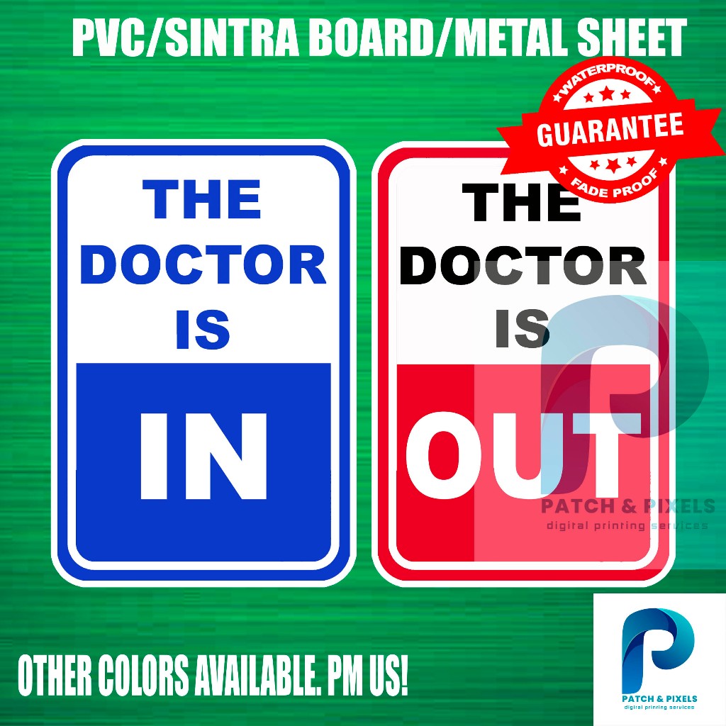Doctor Is In Signage PVC/Sticker/Metal Sheet w/Chain 8 x 11 inches ...