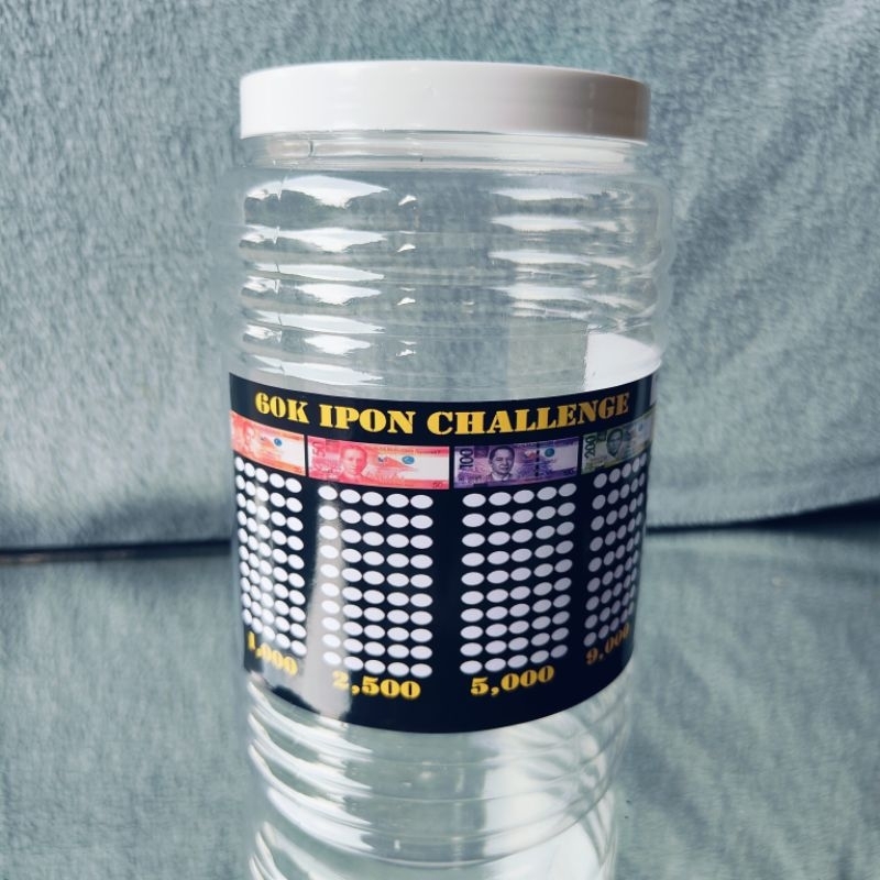 60k Transparent plastic Alkansya IPON CHALLENGEs 2 liters | Shopee ...