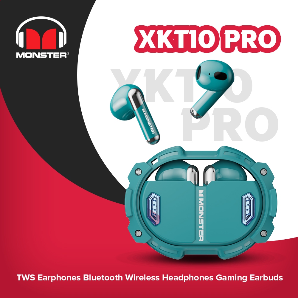 Monster XKT10 PRO TWS Earphones Wireless Bluetooth Earbuds Gaming ...