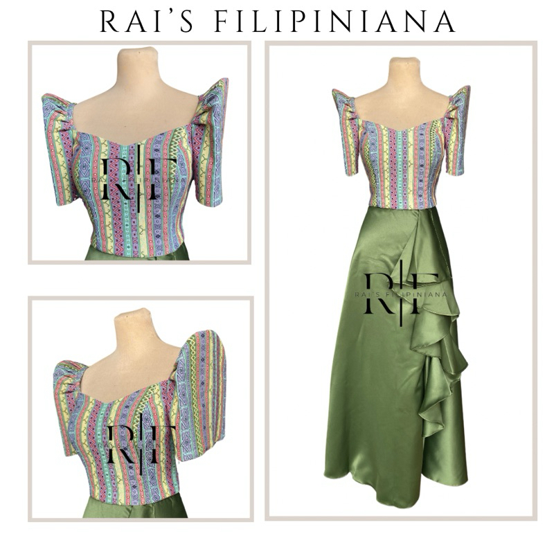 Modern Filipiniana Ethnic Colored with Raffles Skirt | Shopee Philippines