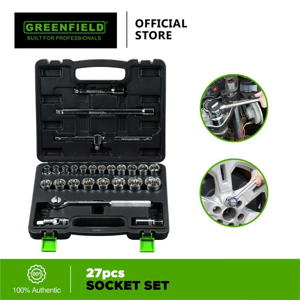 Greenfield Drive Socket Set 27pcs 1/2" - Tools/Accessories | Shopee ...