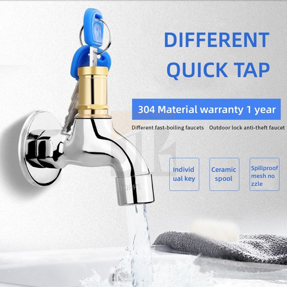 GRIPO W/LOCK 1/2 FREE TAPELON Anti-Theft Faucet Water Tap With Lock Key ...