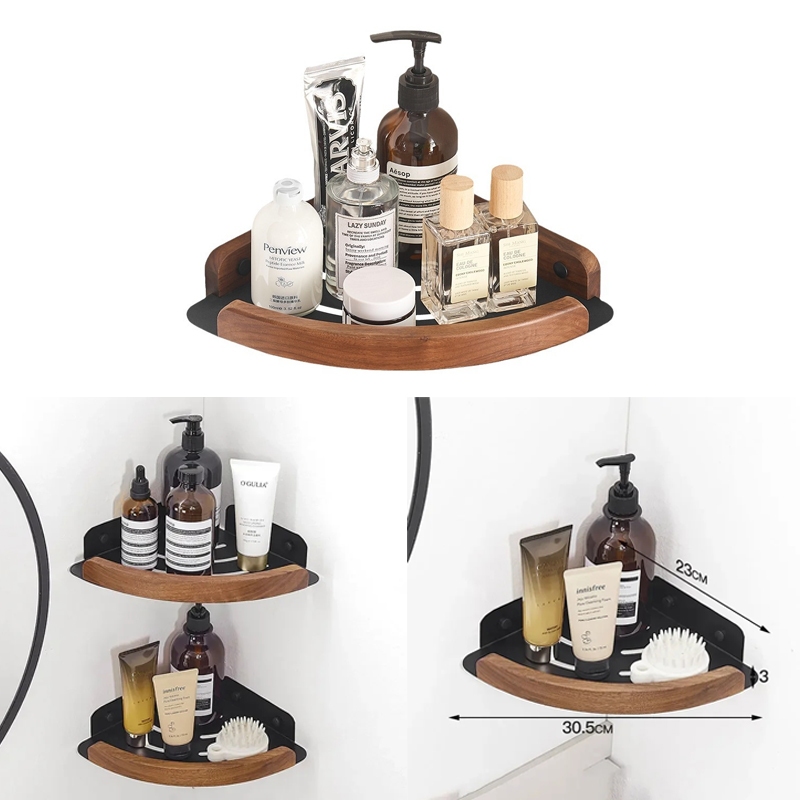 Walnut Wooden Bathroom Rack Towel Rack Solid Wood Punch-free Toilet ...